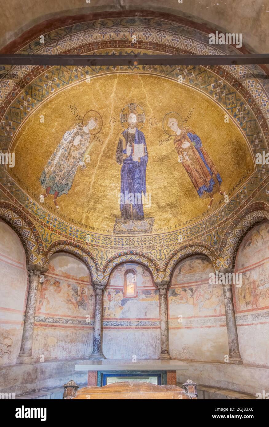Italy, Trieste, Trieste Cathedral Mosaics. These mosaics in the Byzantine style were created in ...