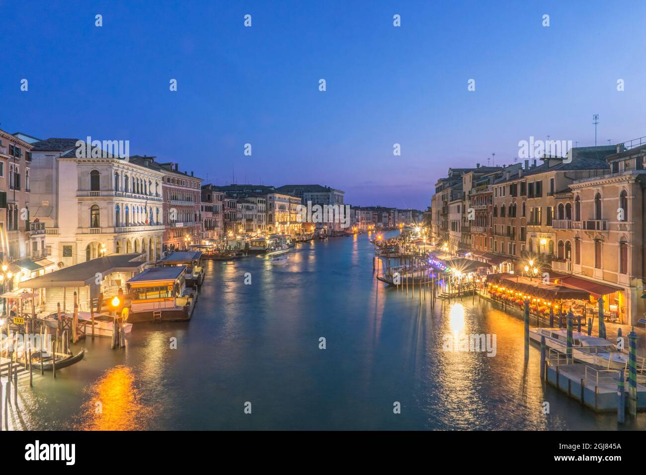 Italy, Venice. Grand Canal at Twilight from Rialto Bridge Stock Photo ...