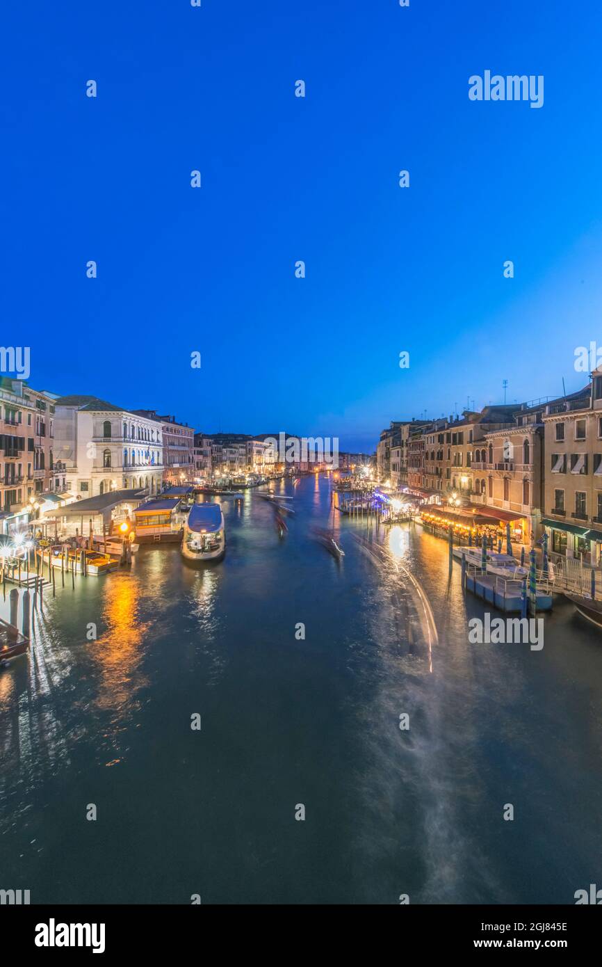 Italy, Venice. Grand Canal at Twilight from Rialto Bridge Stock Photo ...