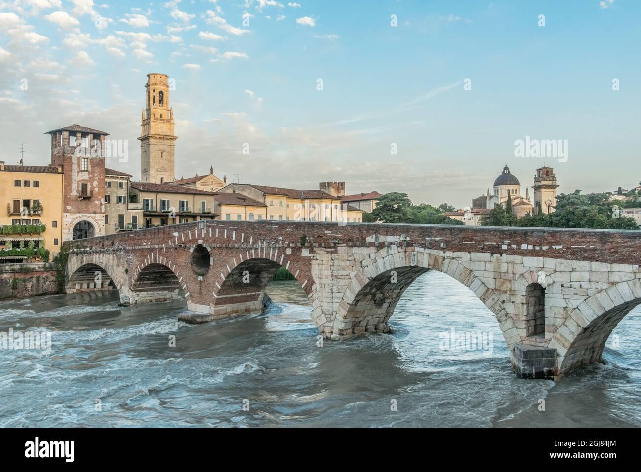Italy, Verona. Ponte Pietra (Roman Bridge Stock Photo - Alamy