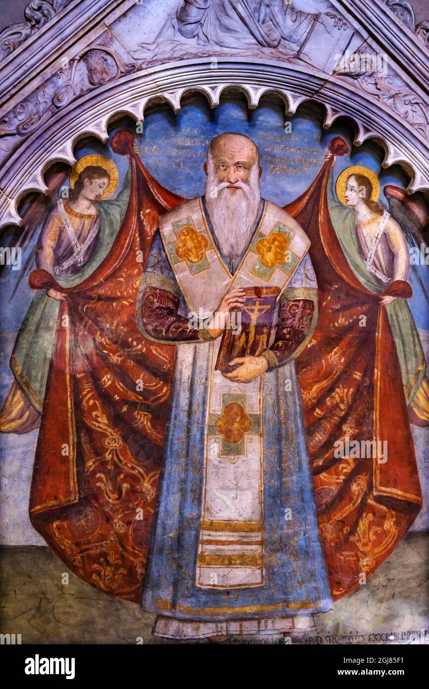 Fresco of Saint, Santa Maria Novella Church, Florence, Italy. First ...