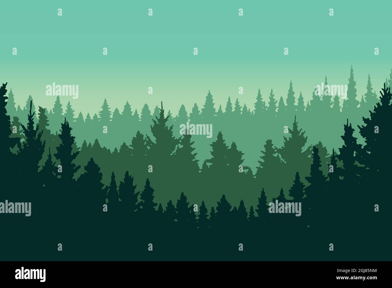 Panorama pine forest Stock Vector Images - Alamy