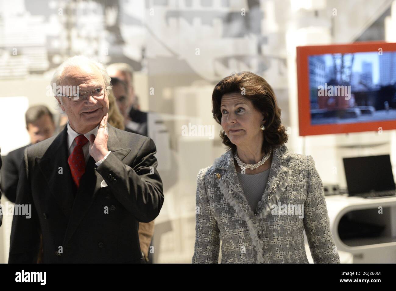STOCKHOLM 20131002 King Carl Gustaf and Queen Silvia during a visit to ...