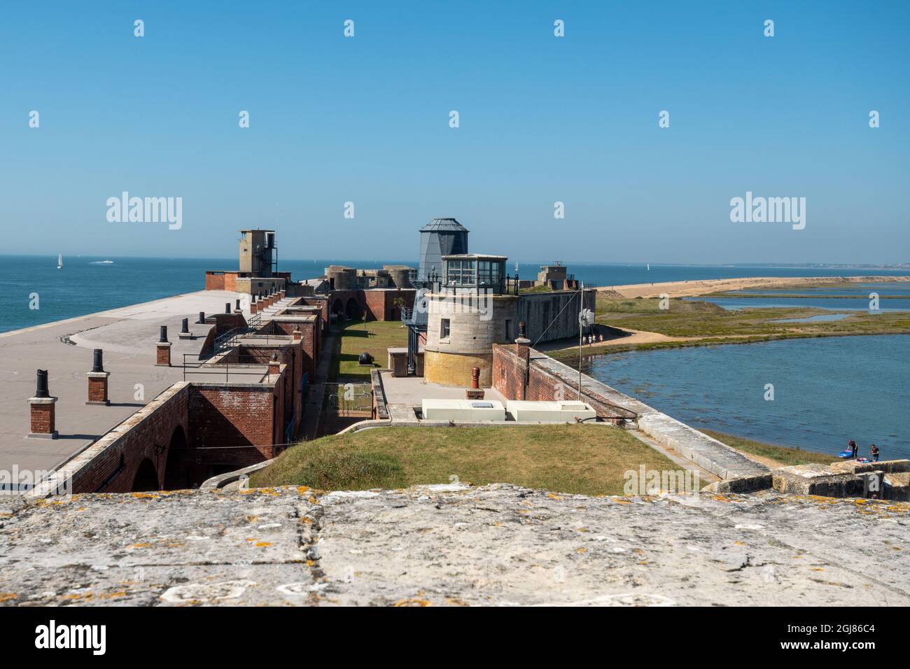 View of Hurst Castle, an artillery fort established by Henry VIII on ...
