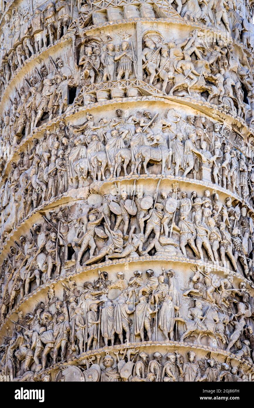 Emperor Marcus Aurelius Column Roman Soldiers Details, Rome, Italy ...