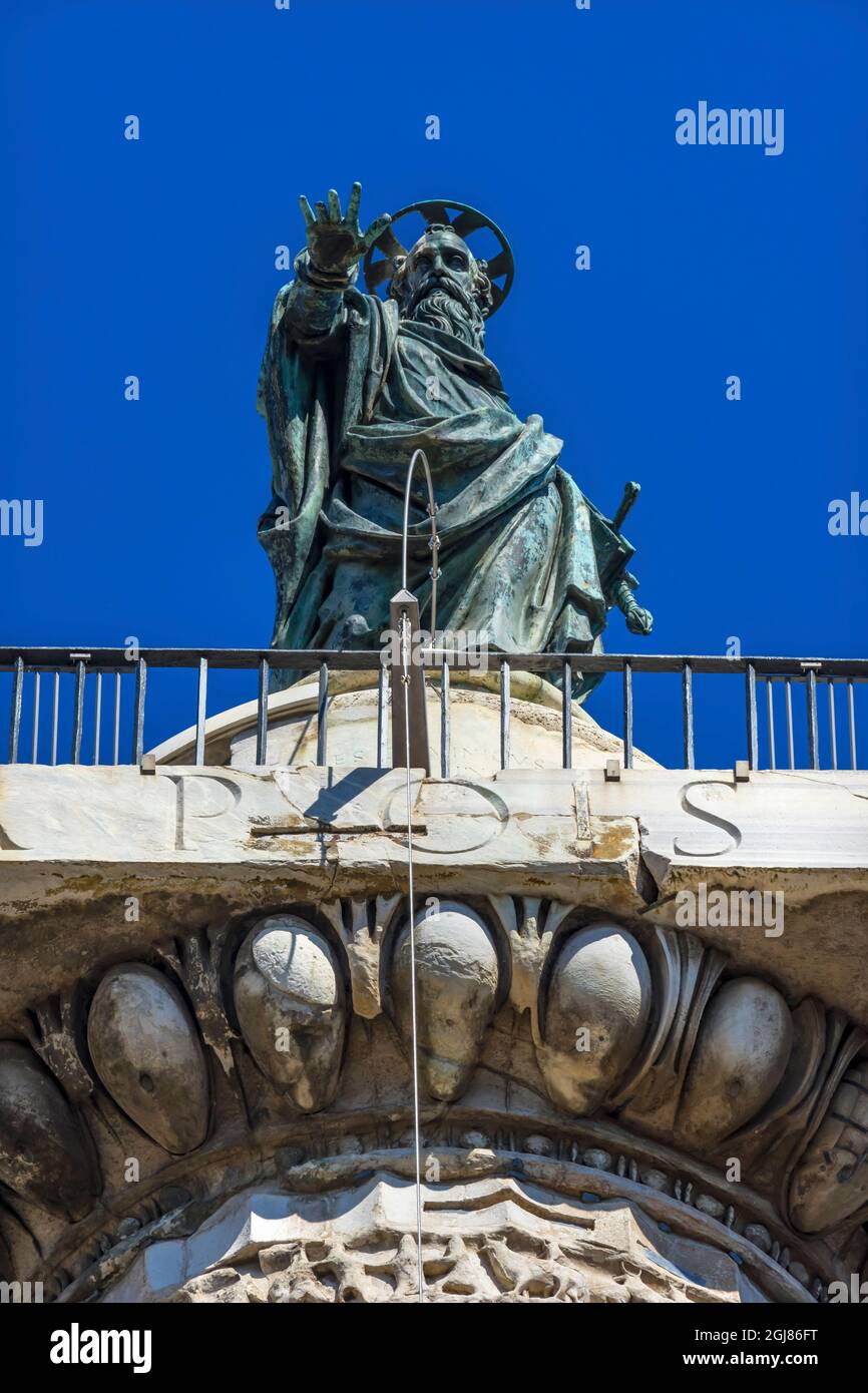Saint Paul Statue Emperor Marcus Aurelius Column, Rome, Italy. Column ...