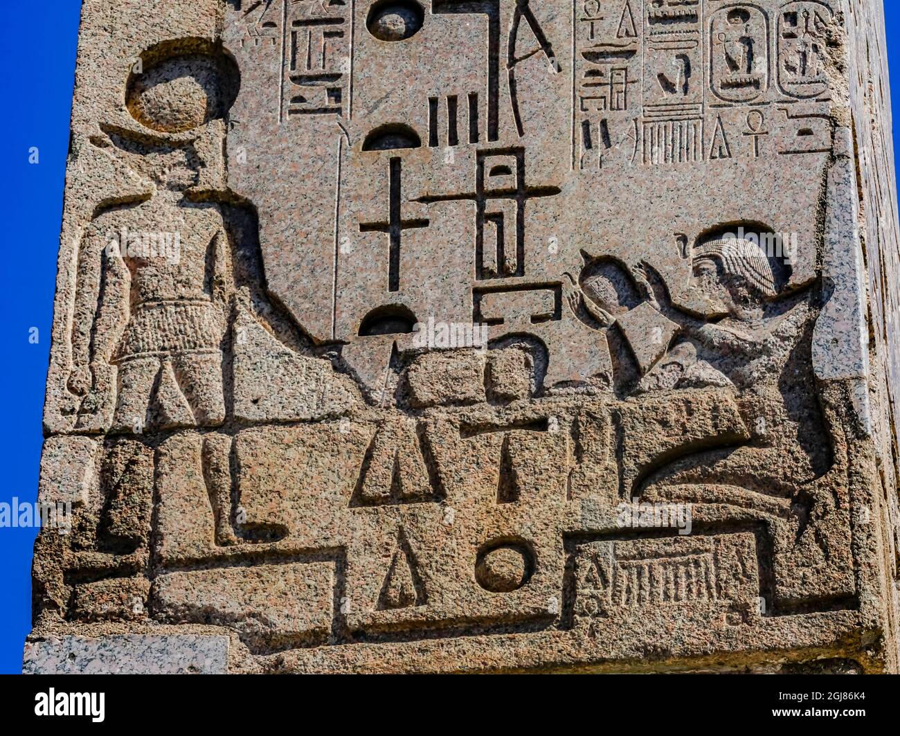 Egyptian Figures Hieroglyphics Obelisk Piazza Popolo, Rome, Italy ...
