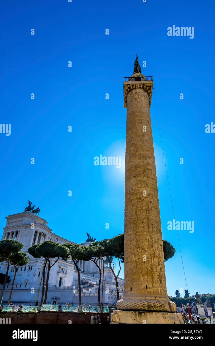 Emperor Trajan Column Victor Emanuel Monument, Rome, Italy. Trajan ...