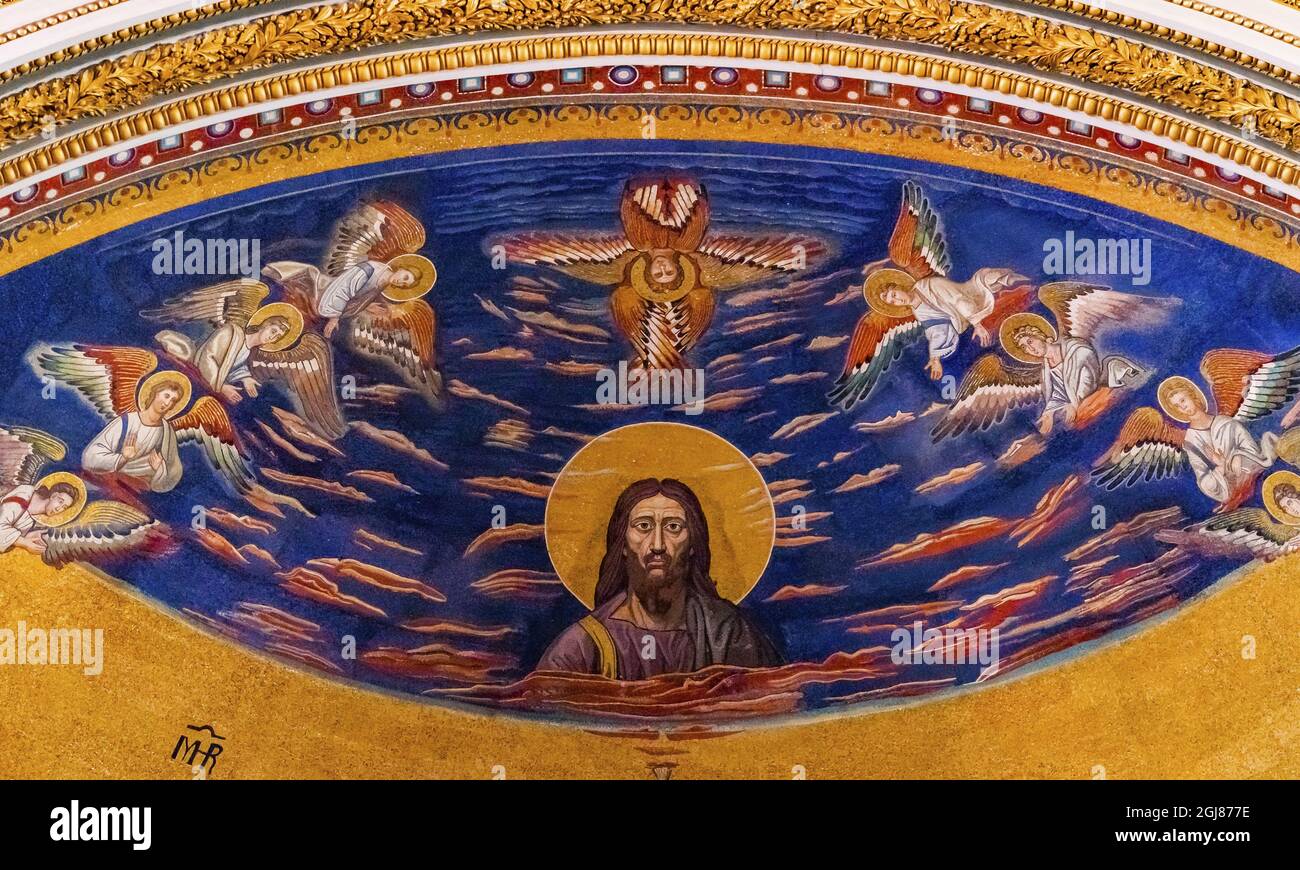 Jesus Mosaic Basilica di San Giovanni in Laterano, Rome, Italy. Built ...