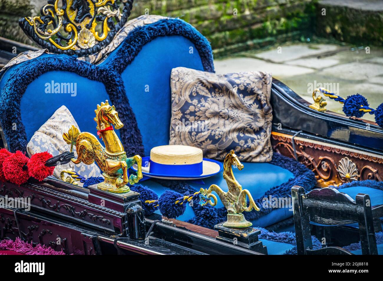 Colorful blue gondola, Venice, Italy. (Editorial Use Only Stock Photo ...