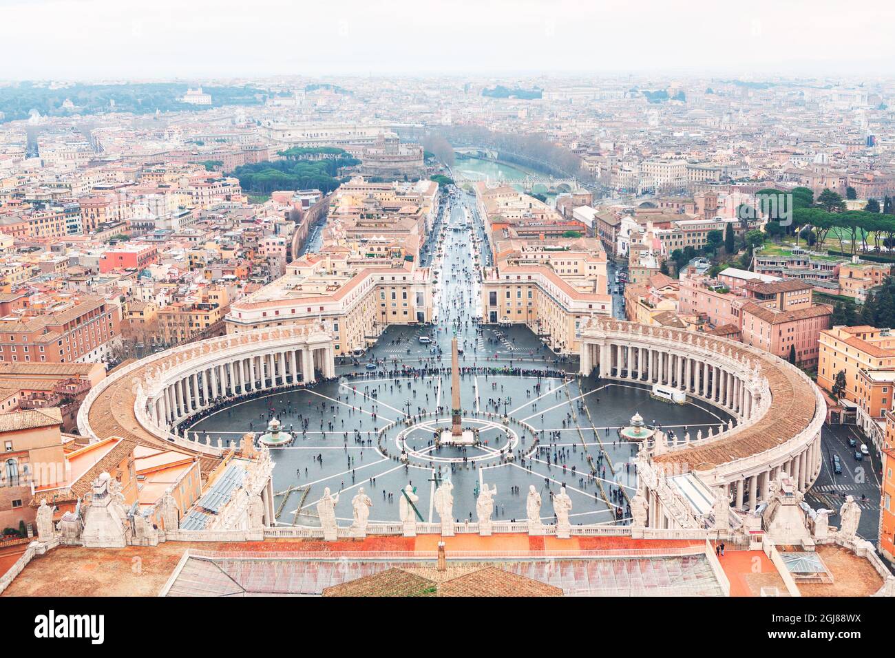 Aerial view of main square in Vatican . St. Peter's Square view from ...