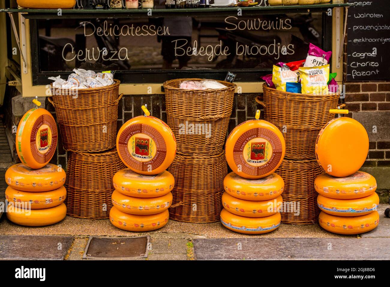 Cheese wheels at cheese store shop, Edam, Holland, Netherlands Stock ...