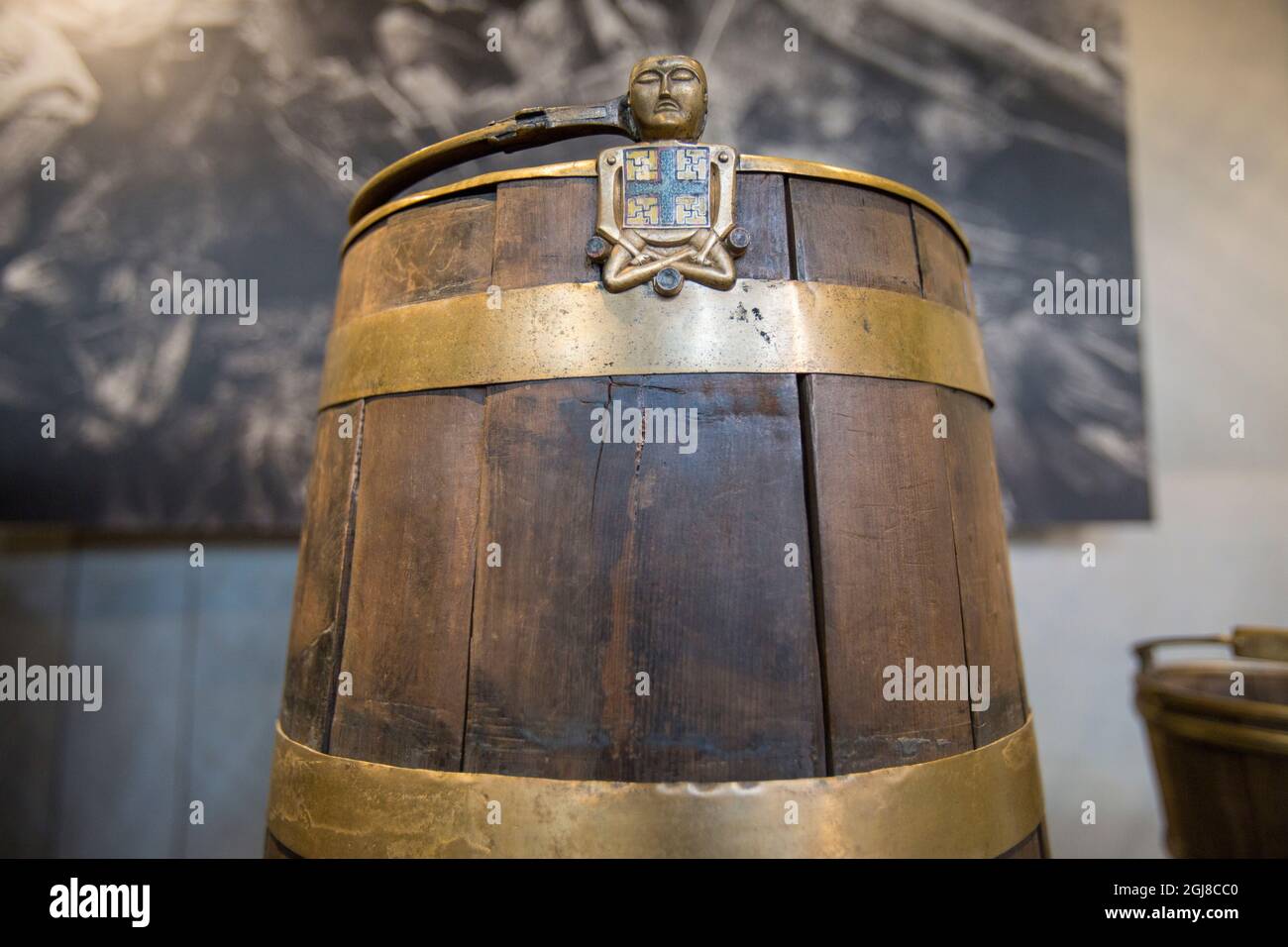 Water Barrel. Viking ship. Viking Musket. Norway. (Editorial Use Only ...