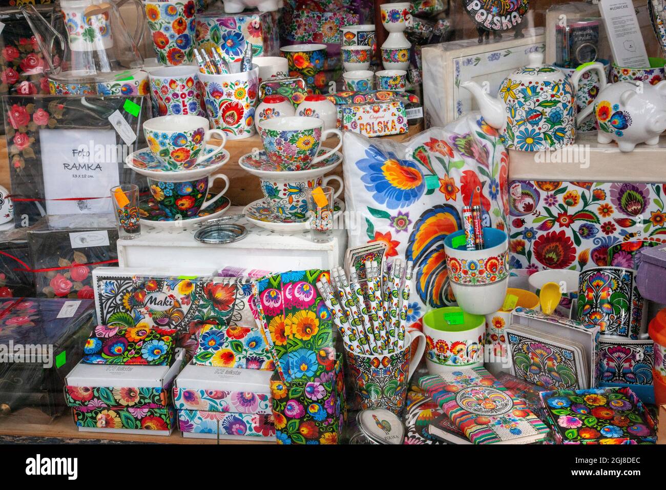 Floral themed shop window display on Krupowki Street in the tourist ...