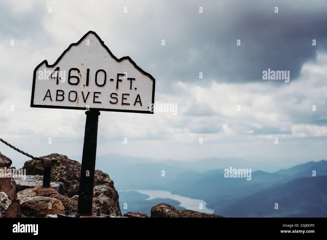 Above sea level sign on Whiteface Mountain in New York, USA Stock Photo ...