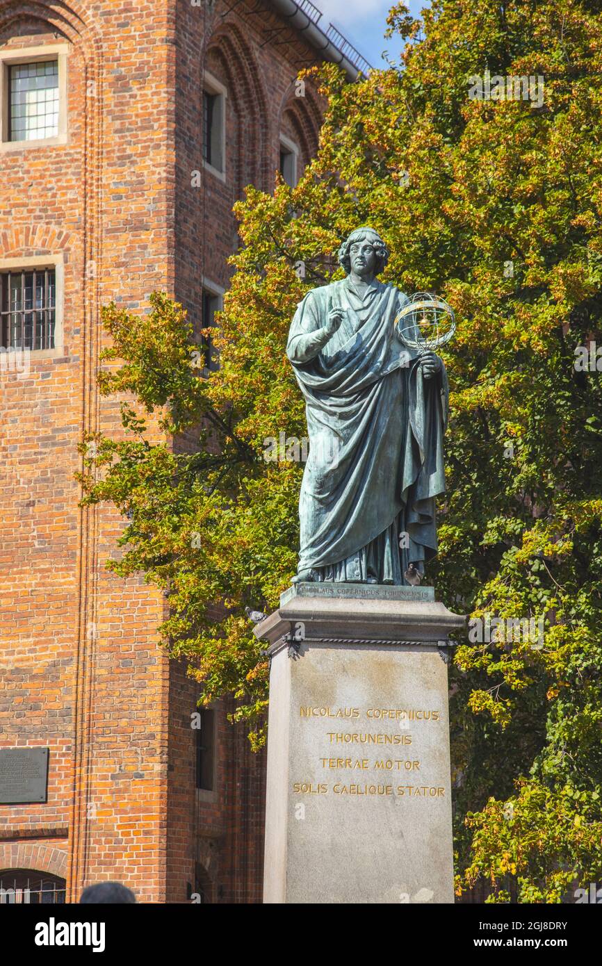 Statue of Nicolaus Copernicus in the town where he was born, Torun ...