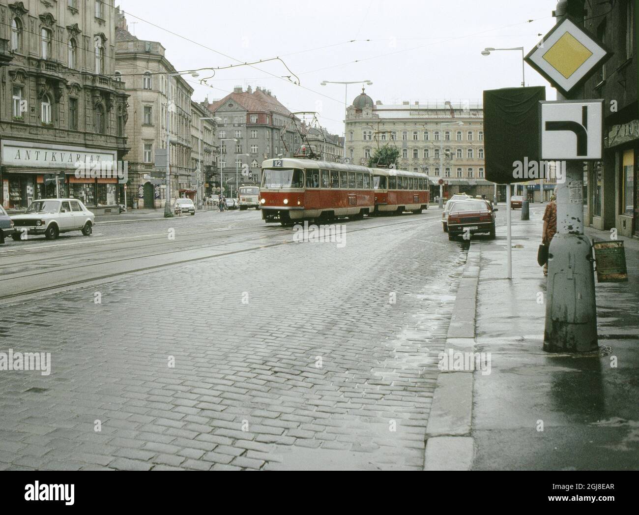 FILE PRAGUE 1991. Street scene in Prague 1991. Tram number 12 in Letna ...