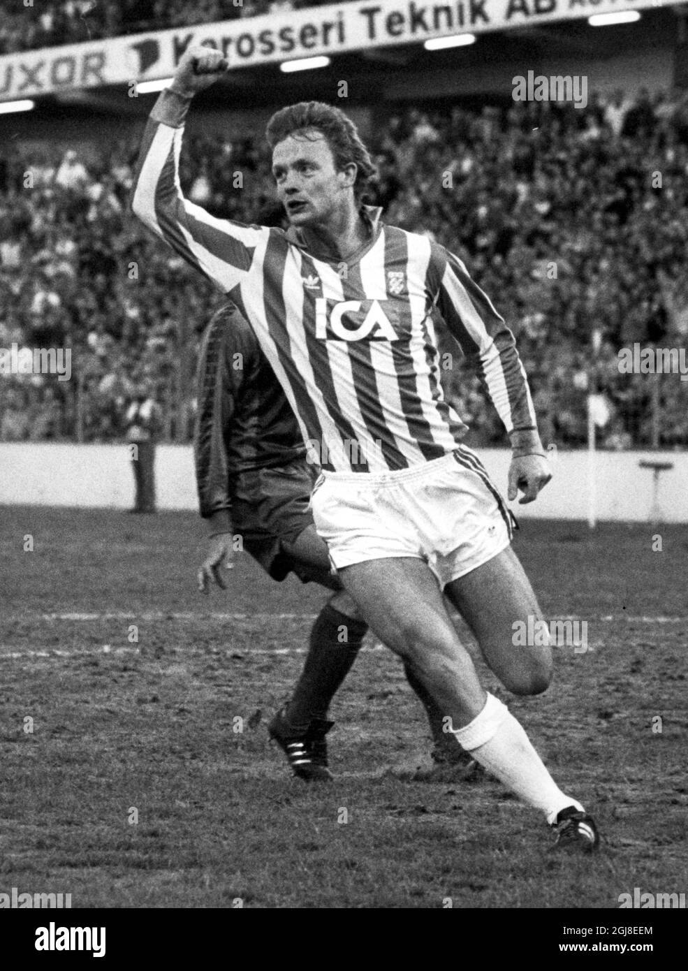 IFK Gothenburg's forward Torbjorn Nilsson jubilates after scoring one ...