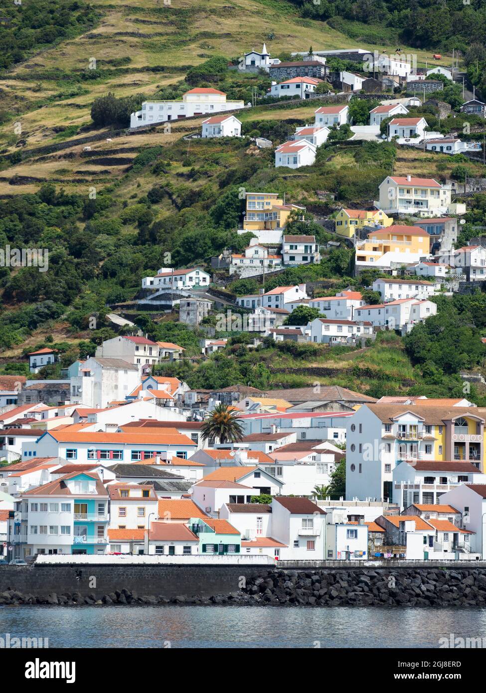 Velas, the main town on Sao Jorge Island, Azores, Portugal Stock Photo ...