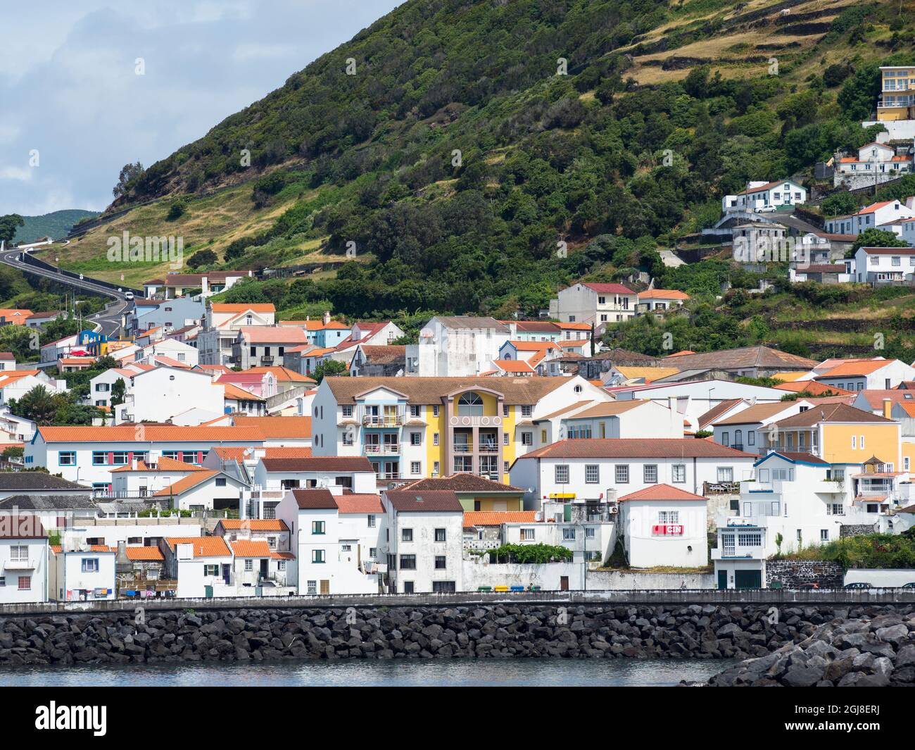 Velas, the main town on Sao Jorge Island, Azores, Portugal. (Editorial ...