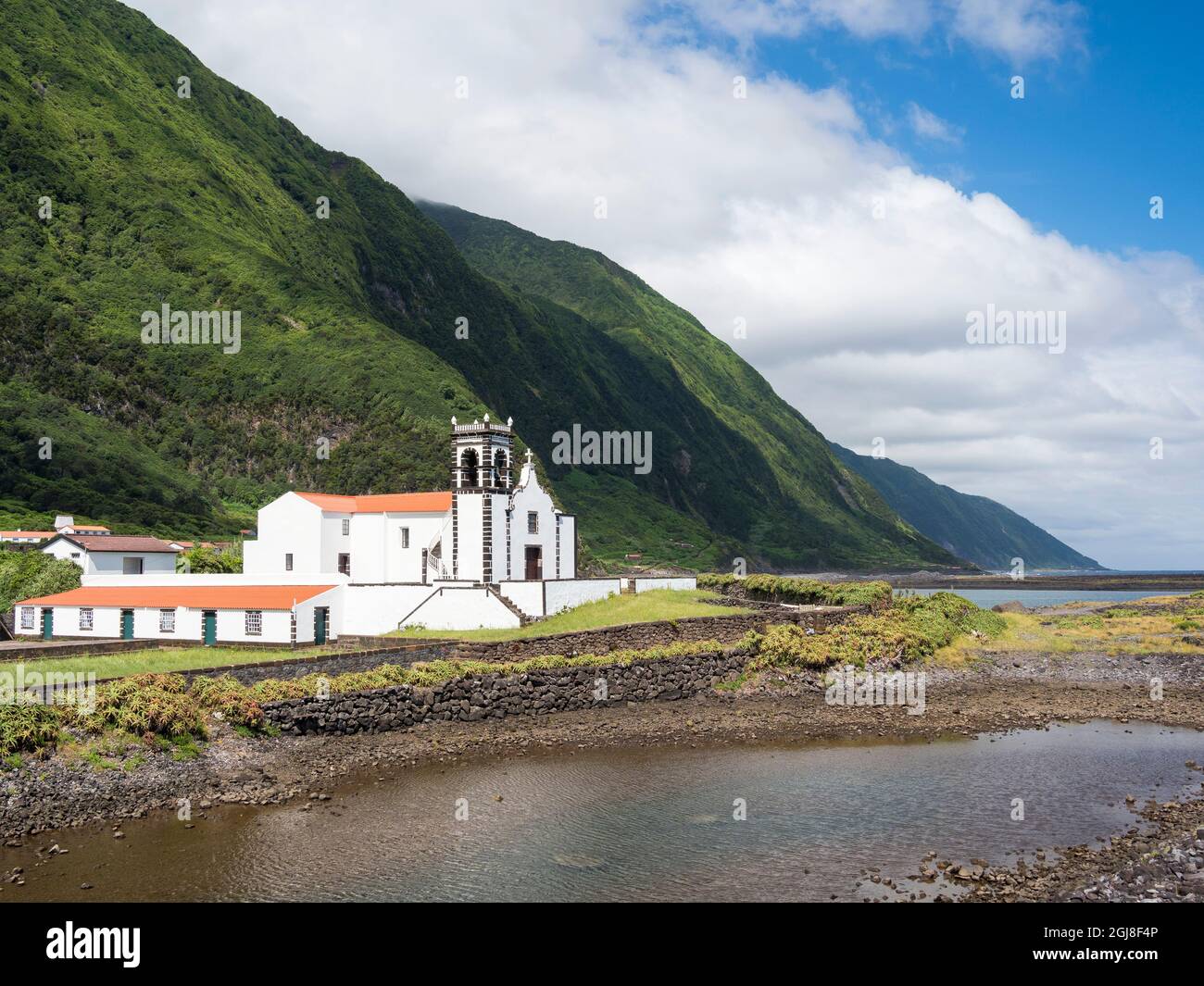 The church in the Faja da Caldeira de Santo Cristo. Sao Jorge Island ...