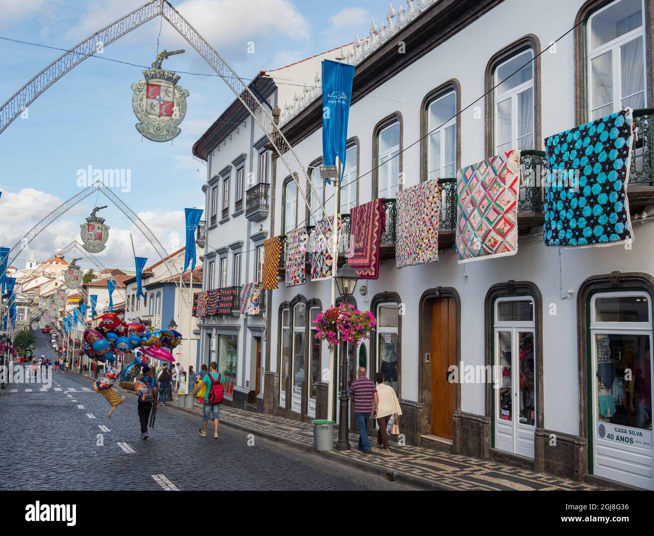 Street decoration for the Sanjoaninas religious and folk festival, the ...