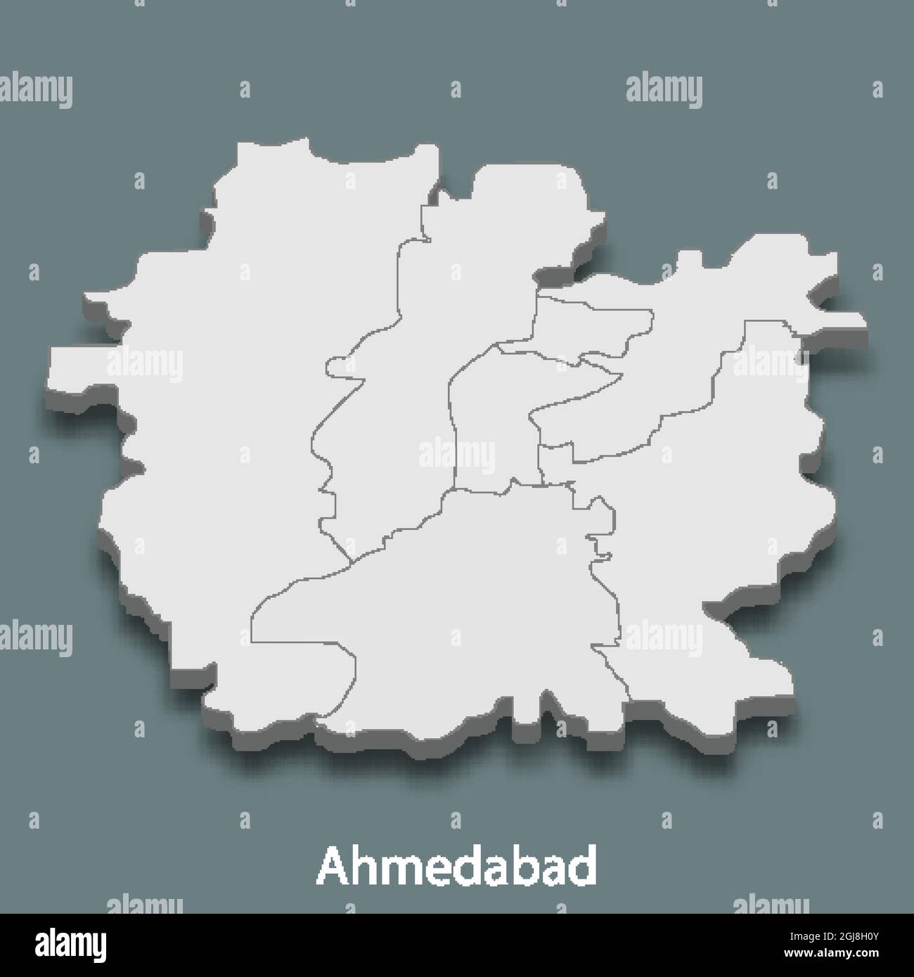 3d isometric map of Ahmedabad is a city of India, vector illustration ...
