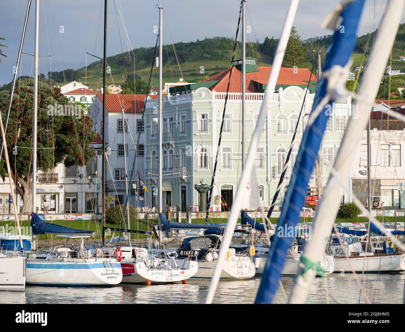 The marina, famous and loved by circumnavigators. Horta, the main town ...