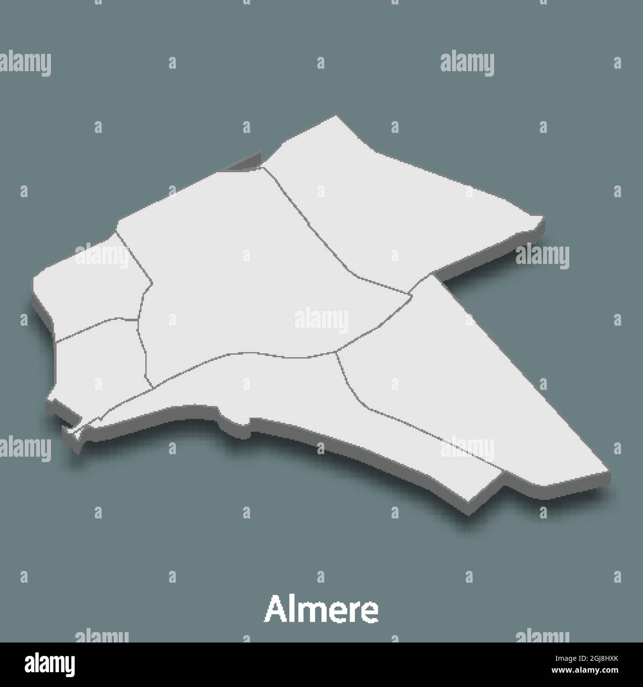 3d isometric map of Almere is a city of Netherlands, vector ...