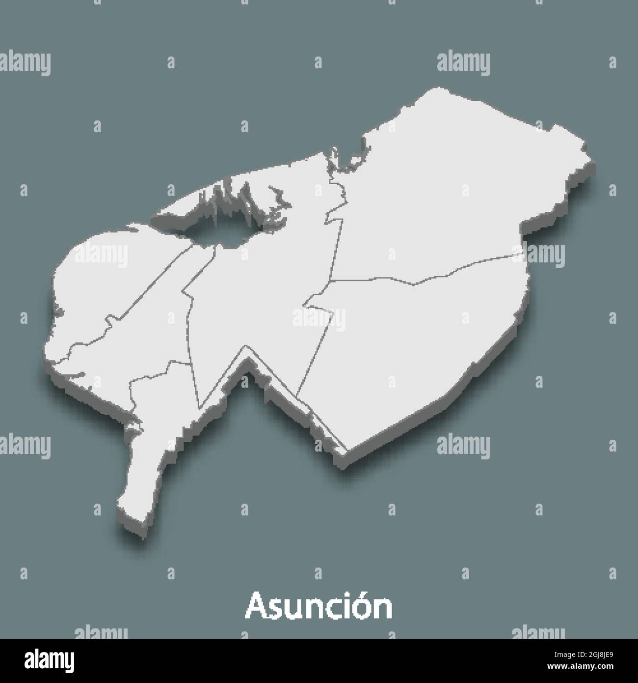 3d isometric map of Asuncion is a city of Paraguay, vector illustration ...