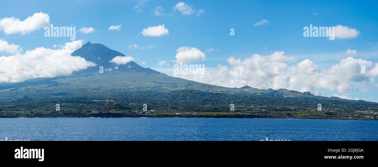 Sailing on Canal do Faial, view of Pico and vulcano Pico. Pico Island ...