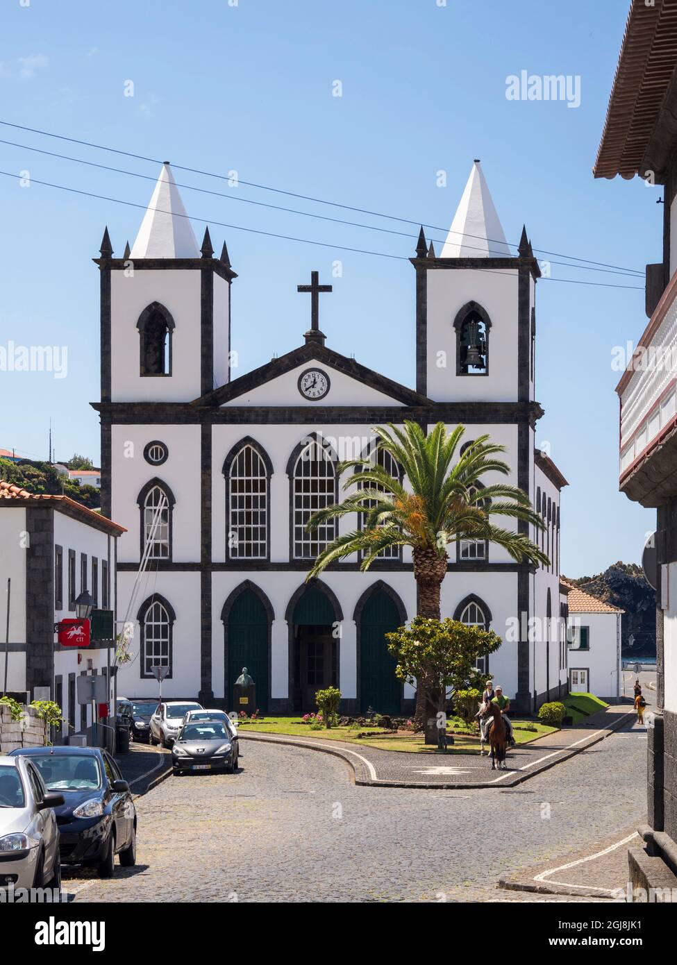 The church. Village Lajes do Pico on Pico Island, an island in the ...