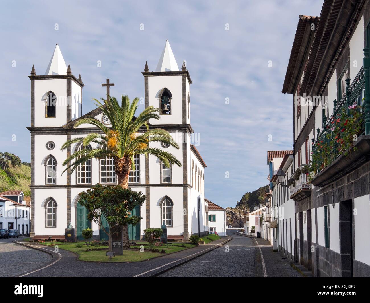 The church. Village Lajes do Pico on Pico Island, an island in the ...