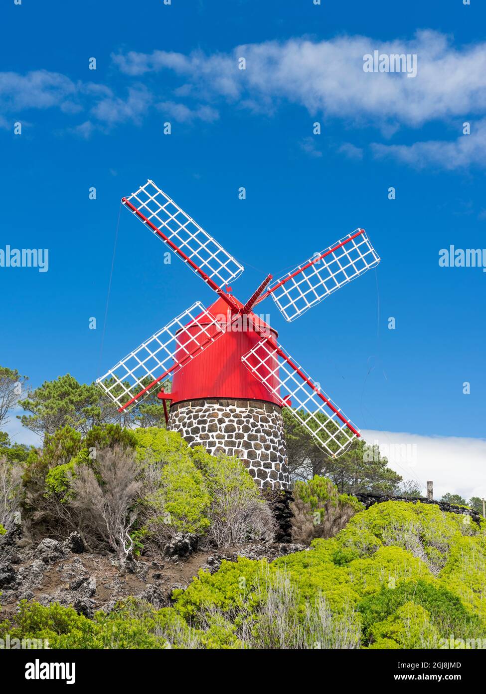 Traditional windmill near Sao Joao. Pico Island, an island in the ...