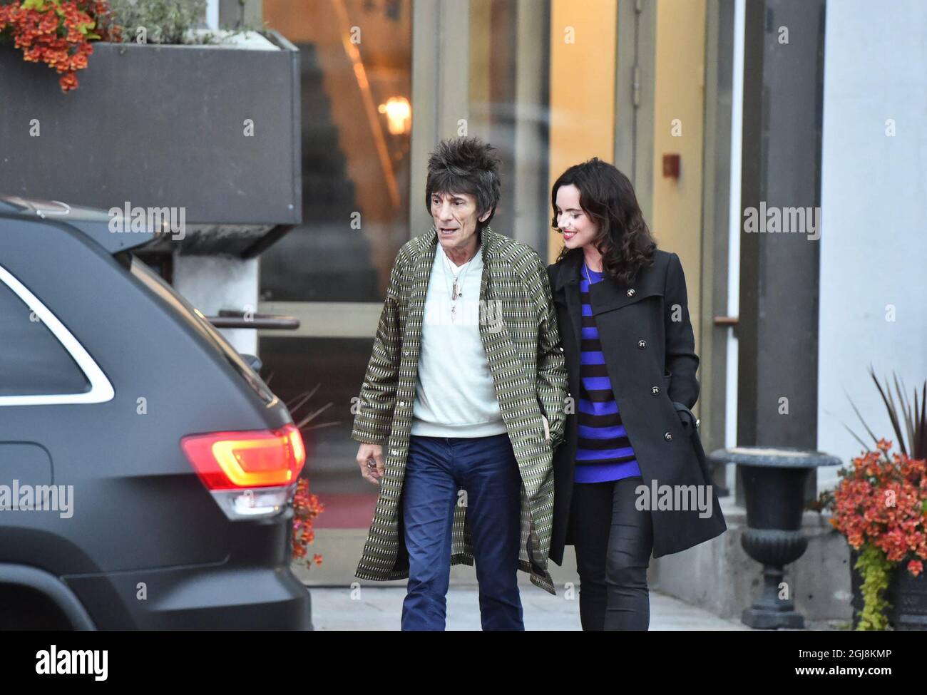 STOCKHOLM 20140629 Ronnie Wood of the Rolling Stones and his wfie Sally ...