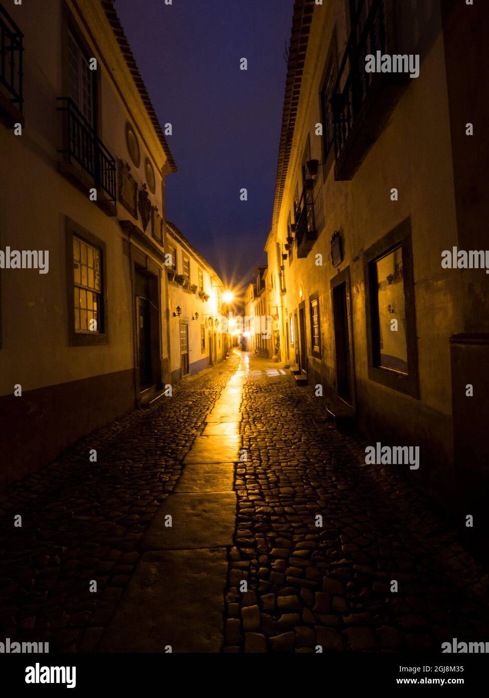 Portugal, Night view of city Main Street Stock Photo - Alamy