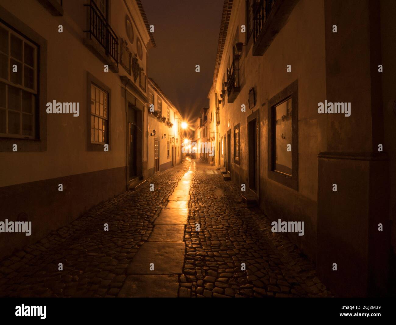 Portugal, Night view of city Main Street Stock Photo - Alamy