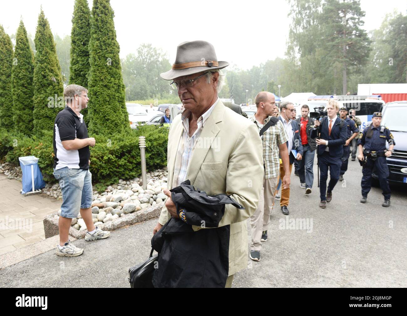 Virsbo 20140806 King Carl XVI Gustaf of Sweden arrives at Ramnas on ...