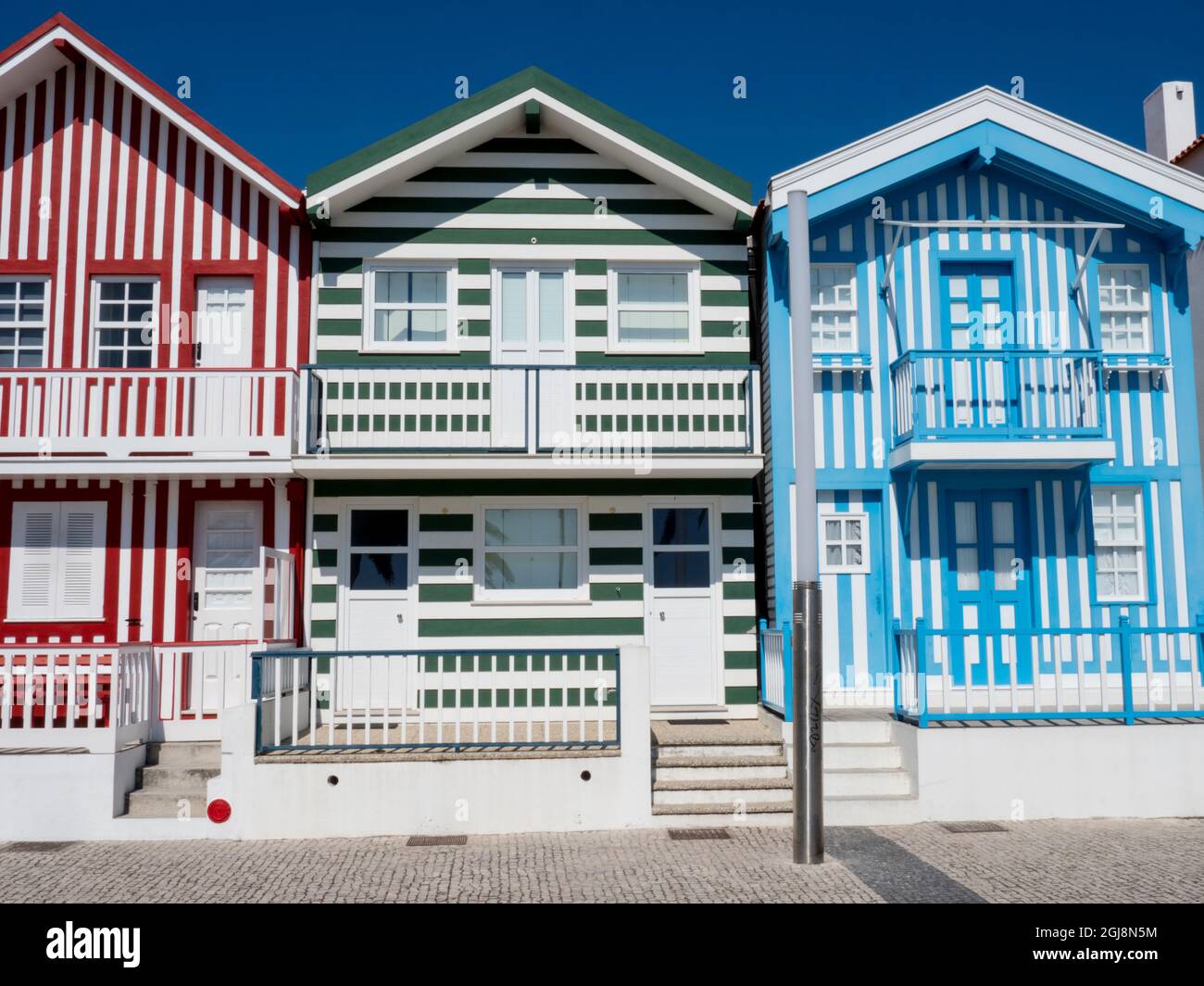 Portugal, Costa Nova. Colorful houses Palheiros striped homes Stock ...