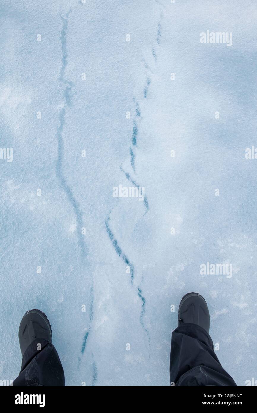 Russia, High Arctic, Geographic North Pole, 90 degrees north. Detail of ...