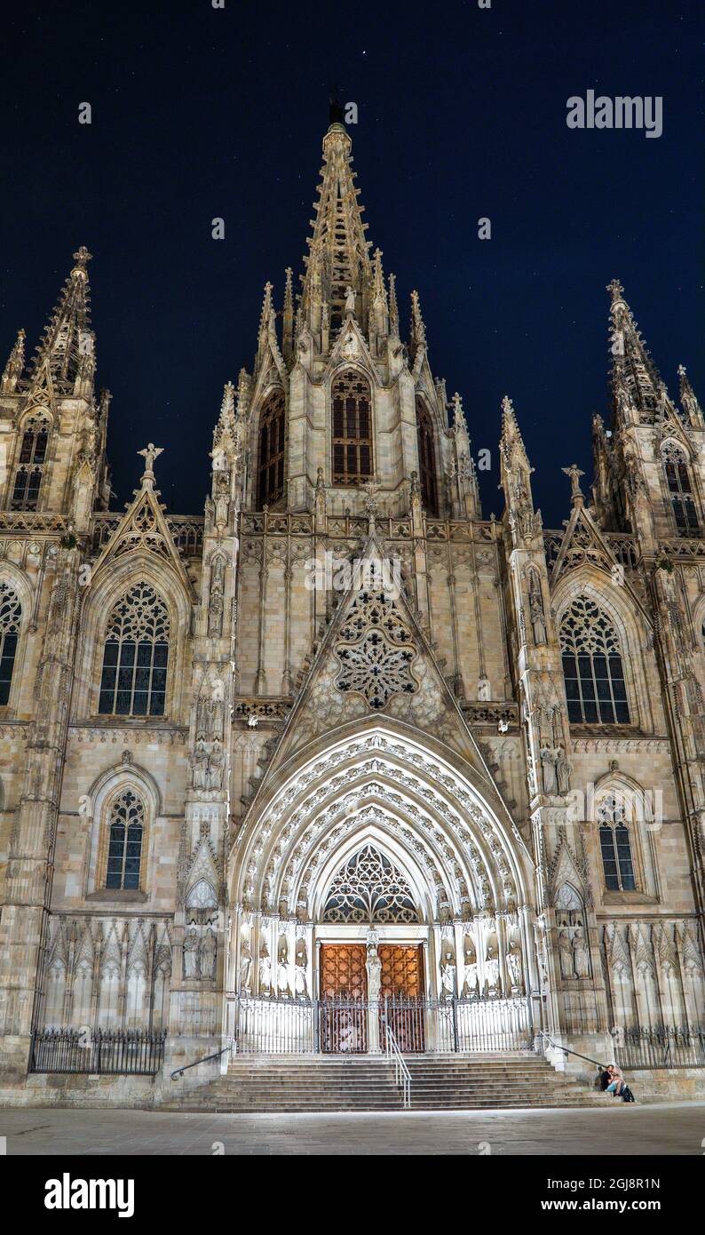 Spain, Barcelona. Cathedral of the Holy Cross and Saint Eulalia at ...