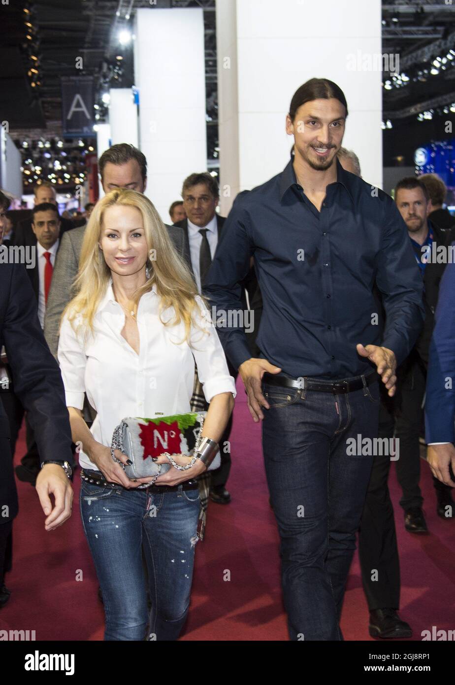 PARIS 2014-09-02 Swedish footballer Zlatan Ibrahimovic and his wife ...
