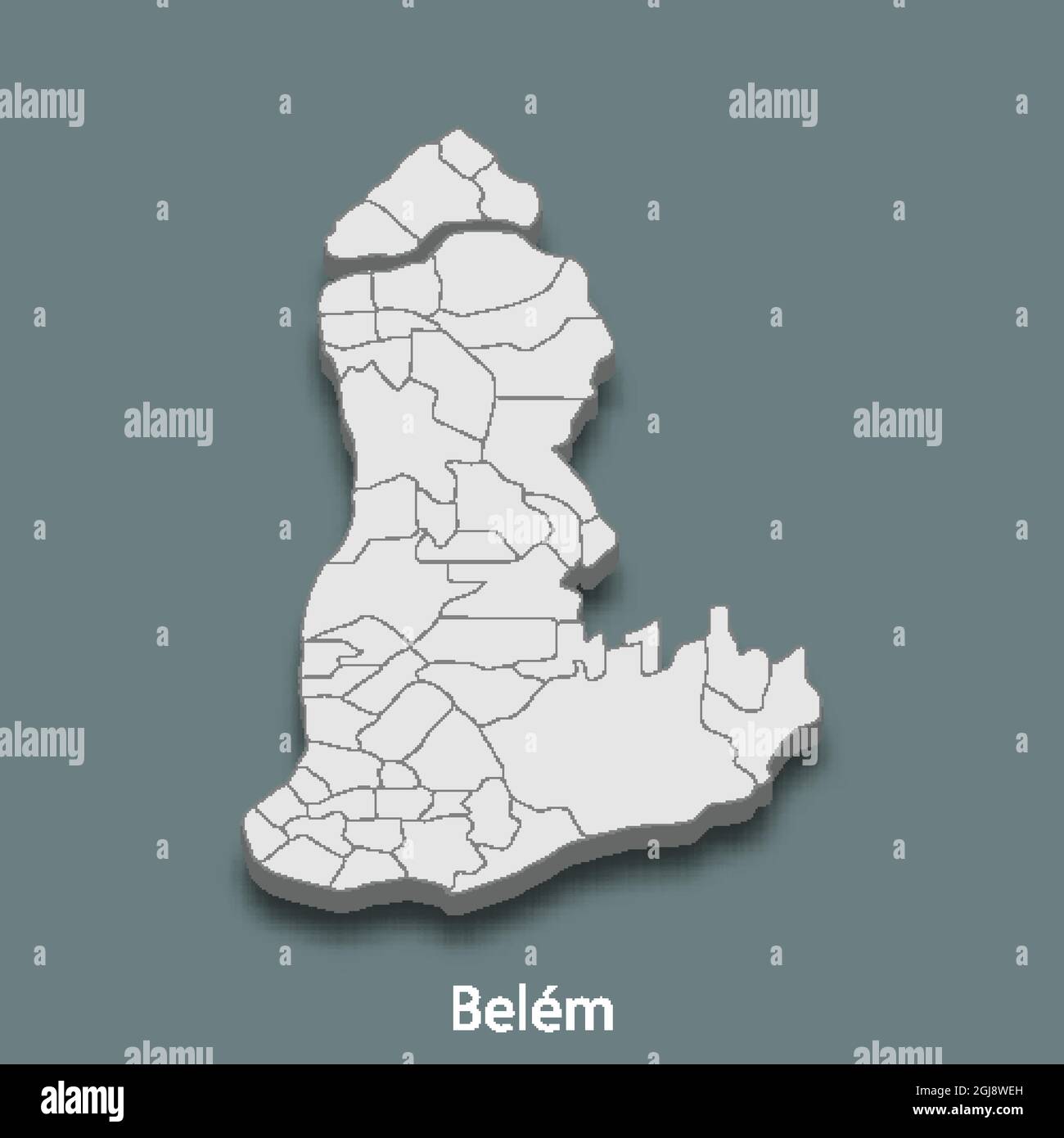 3d isometric map of Belem is a city of Brazil , vector illustration ...