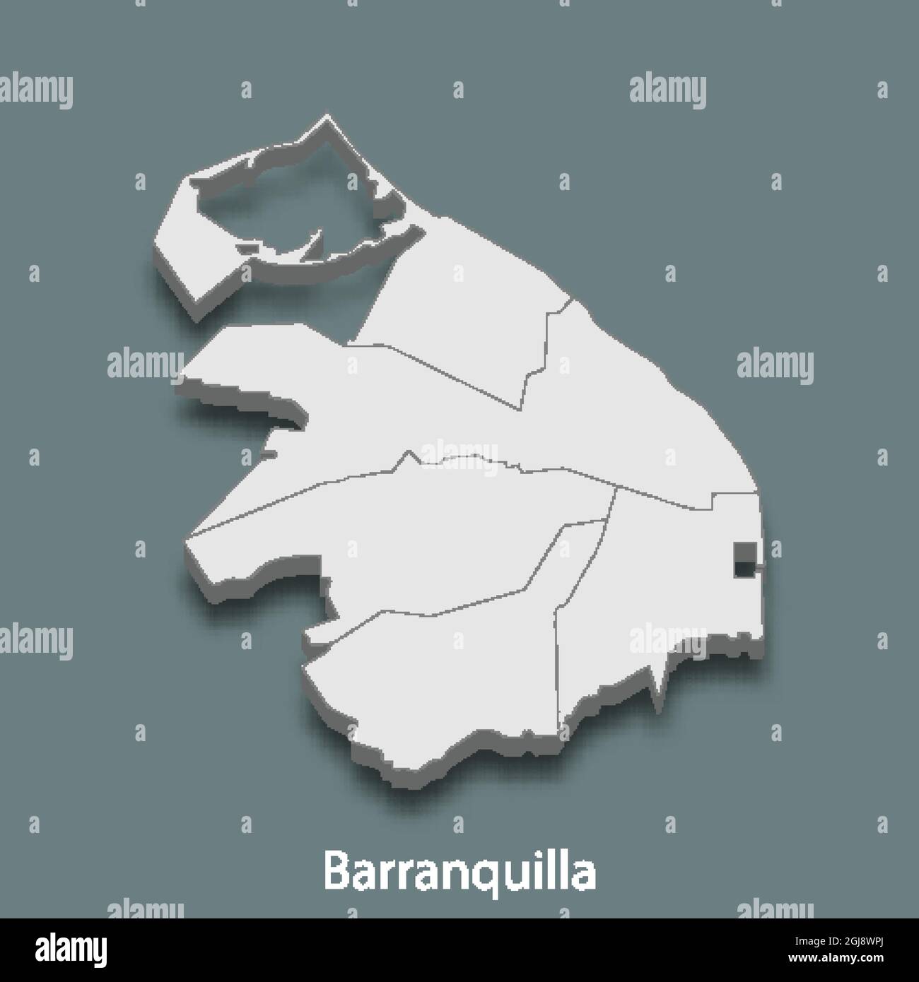 3d isometric map of Barranquilla is a city of Colombia, vector ...