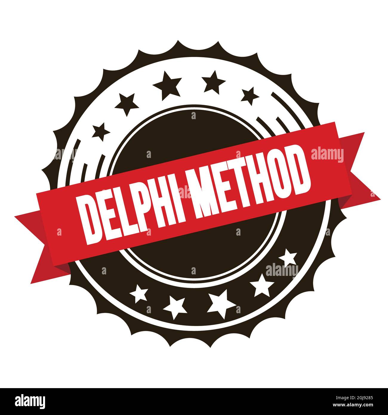 DELPHI METHOD text on red brown ribbon badge stamp Stock Photo - Alamy