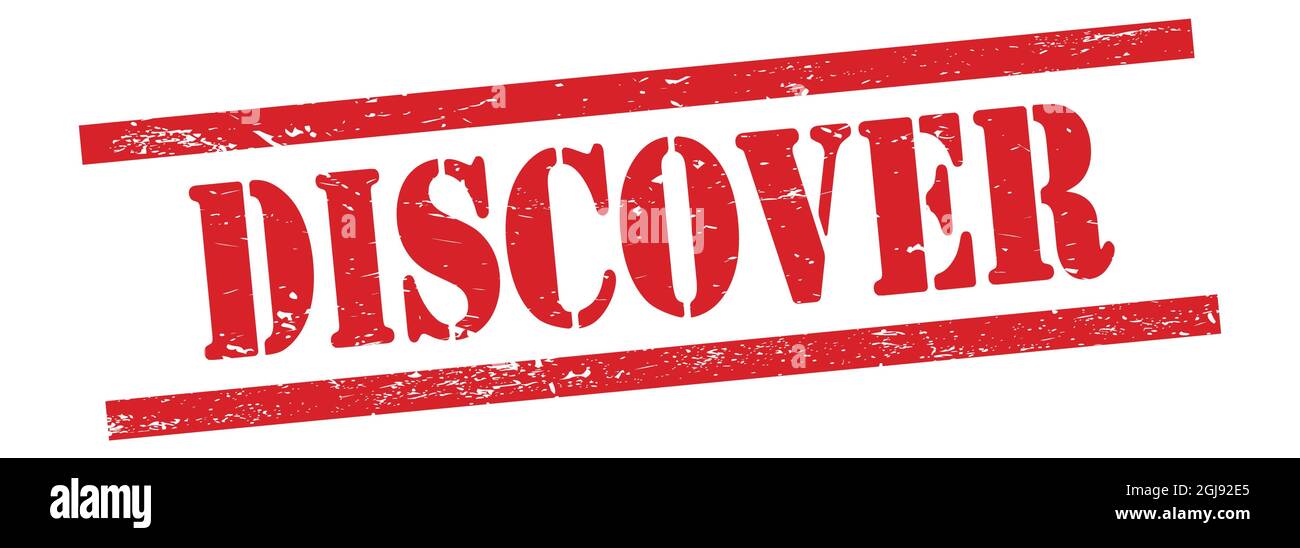 DISCOVER text on red grungy vintage rubber stamp Stock Photo - Alamy