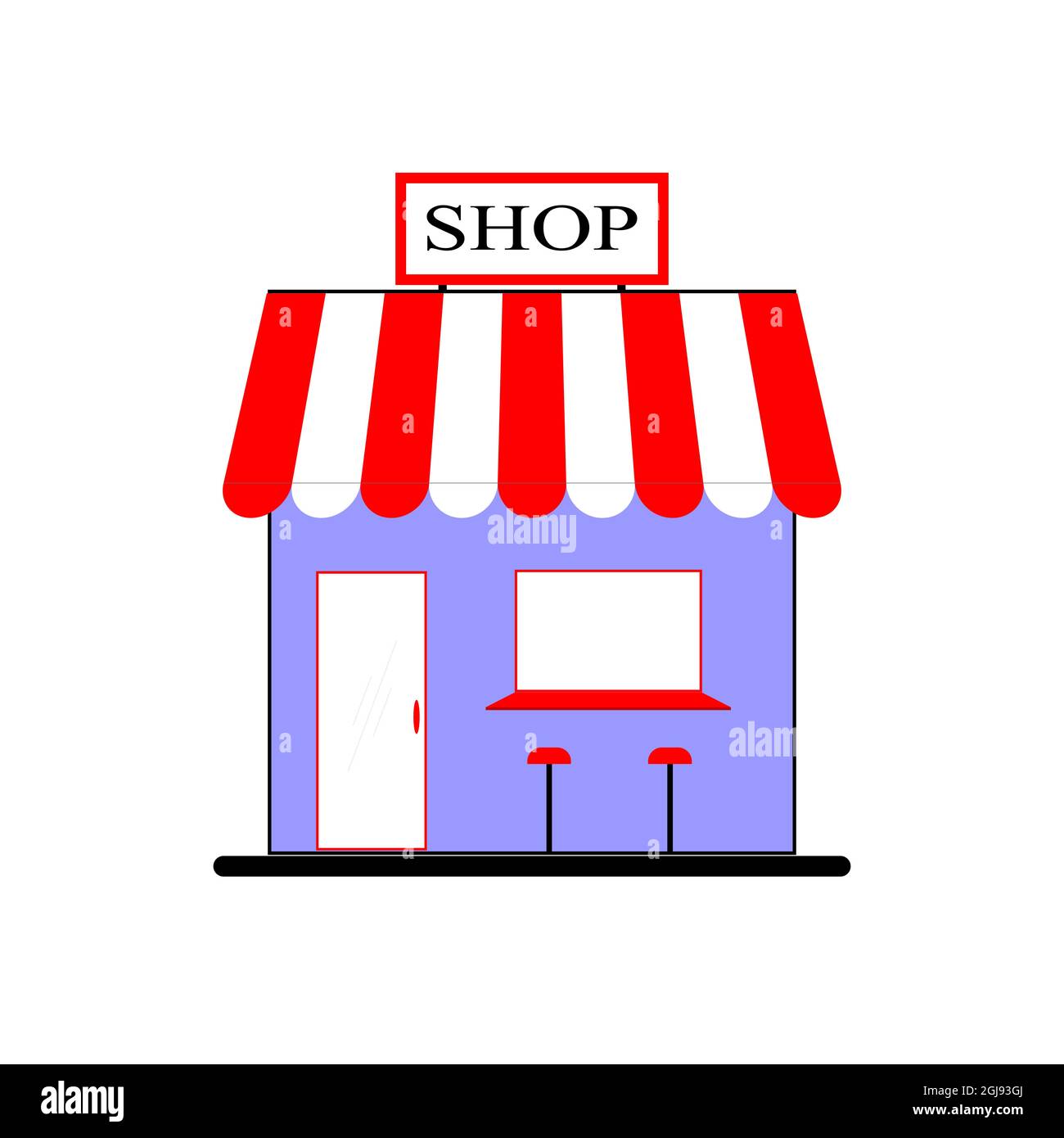 Illustration of small kiosk with colorful roof, door, window and shop ...