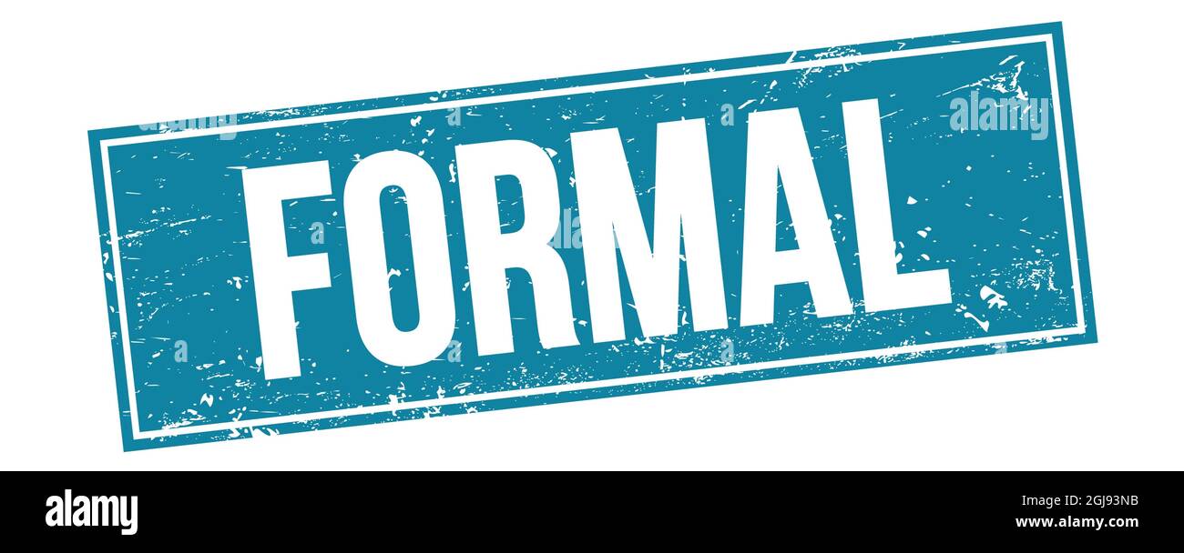 FORMAL text on blue grungy rectangle stamp sign Stock Photo - Alamy