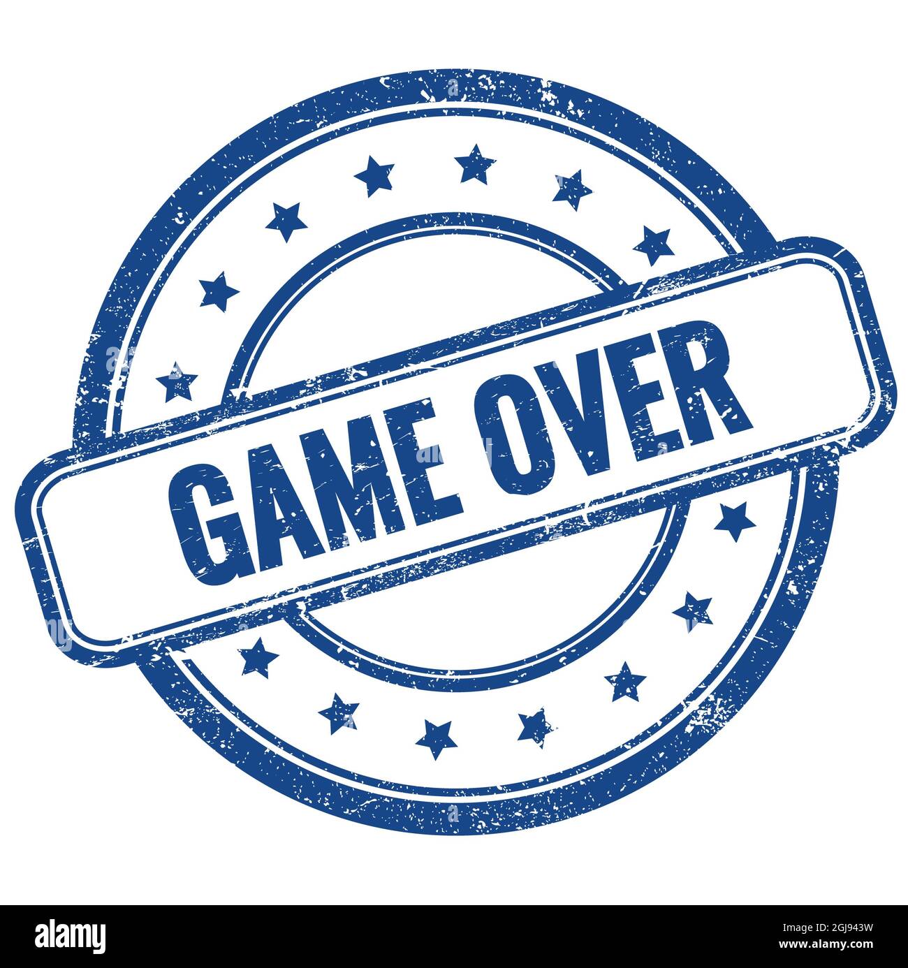 GAME OVER written on blue round stamp sign Stock Photo - Alamy