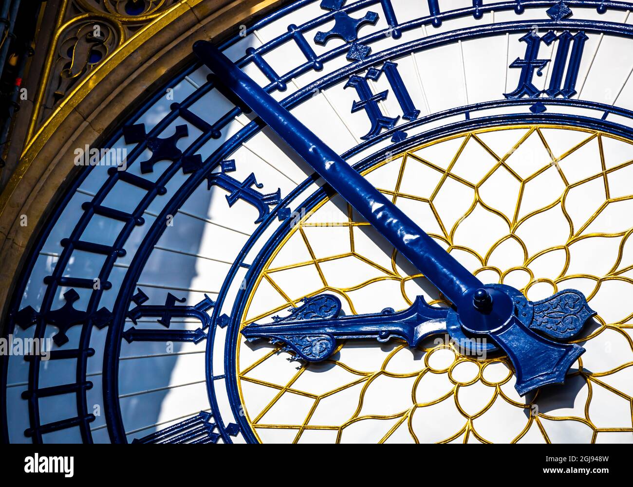 The Big Ben clock tower restored with dials and clock hands repainted ...